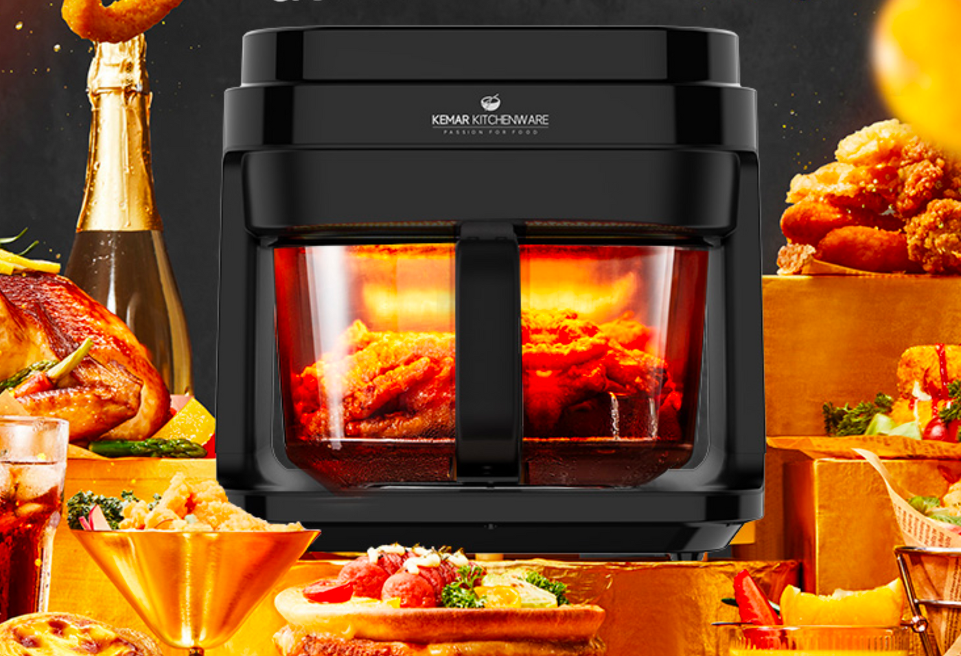 KeMar KHF-550 Heißluftfritteuse mit Glas-Korb | 5,5L | PTFE-frei ...